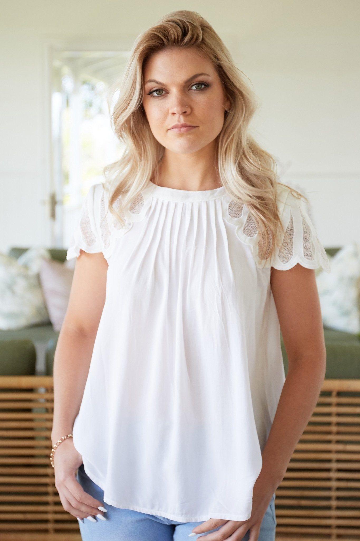 Ava Ruby Embroidered Top in White | Anna Nova | Hey Sara